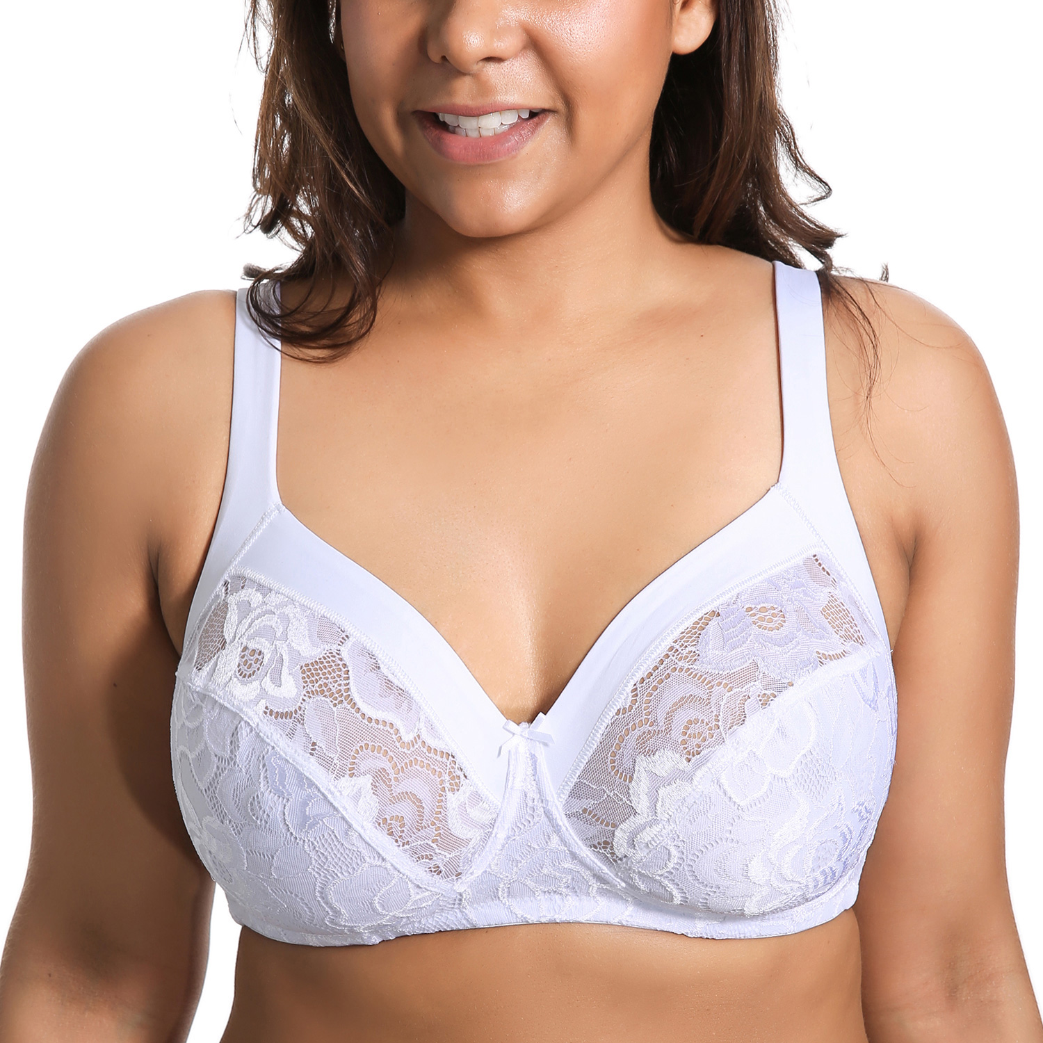 Womens Wireless Plus Size No Padding Floral Lace Comfortable Support