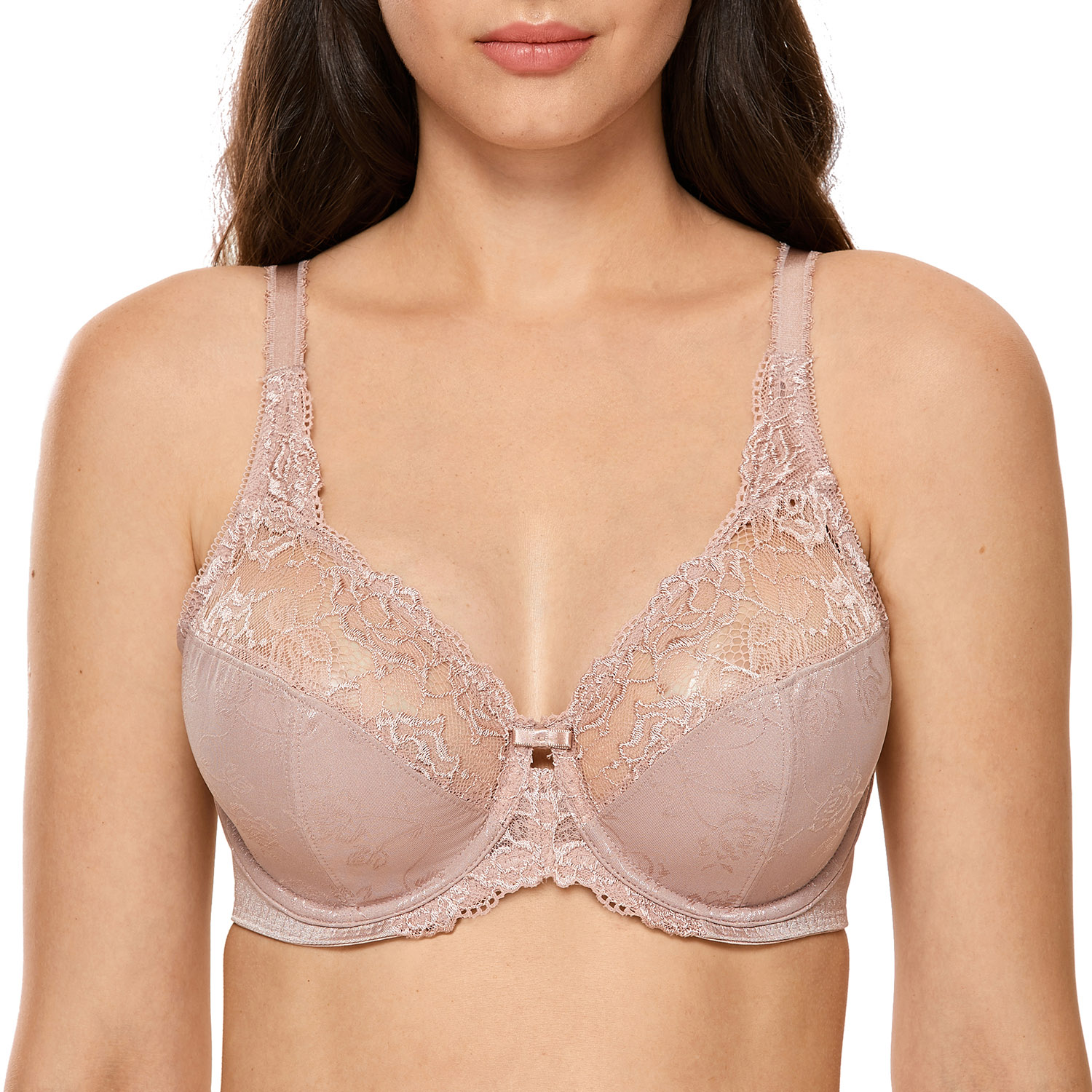 Delimira Womens Full Coverage Bra Underwire Non Padded Lace Sheer