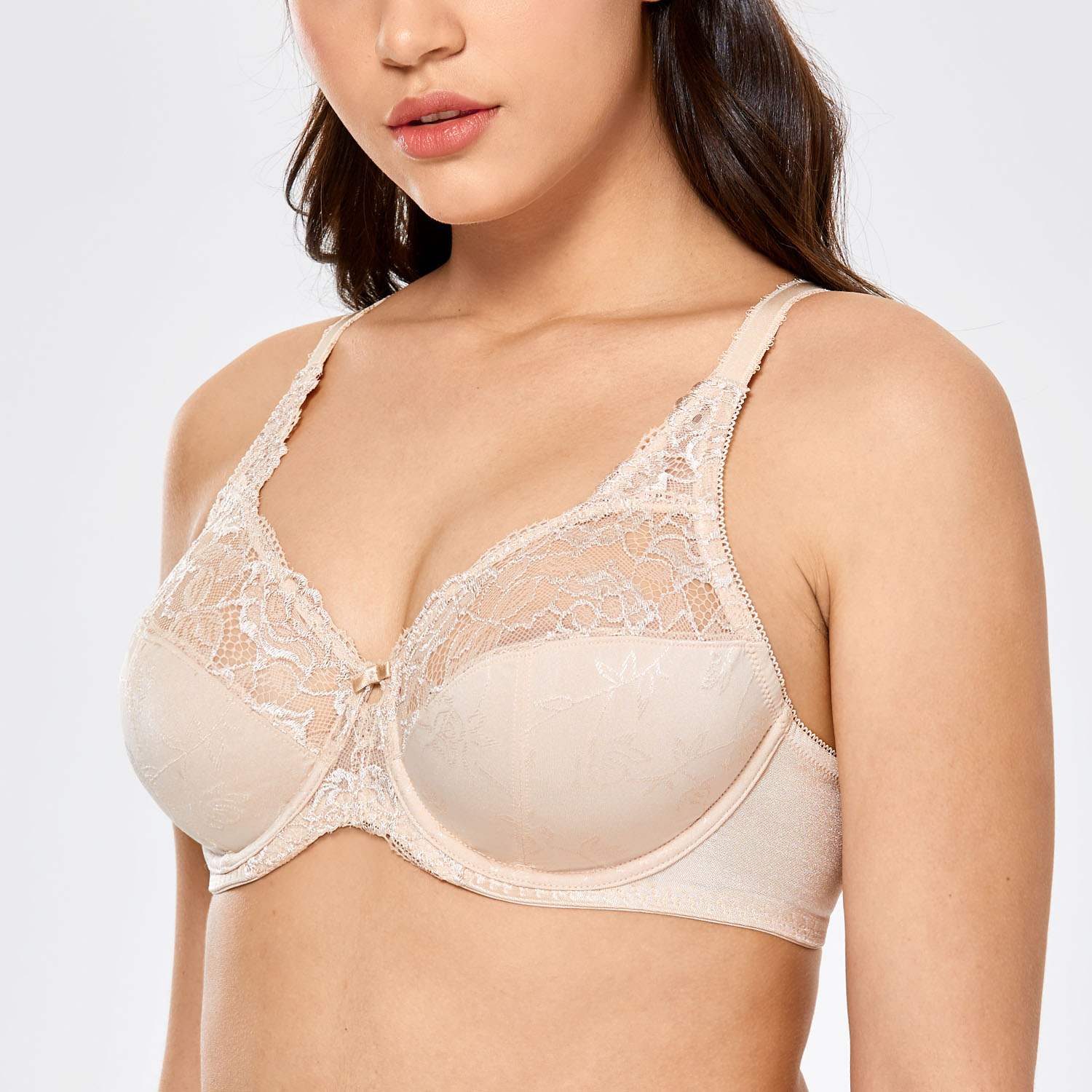 Delimira Womens Full Coverage Bra Underwire Non Padded Lace Sheer