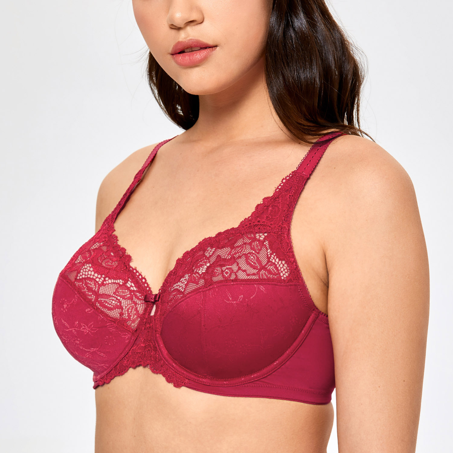 Delimira Womens Full Figure Bra Beauty Lace Non Padded Minimizer