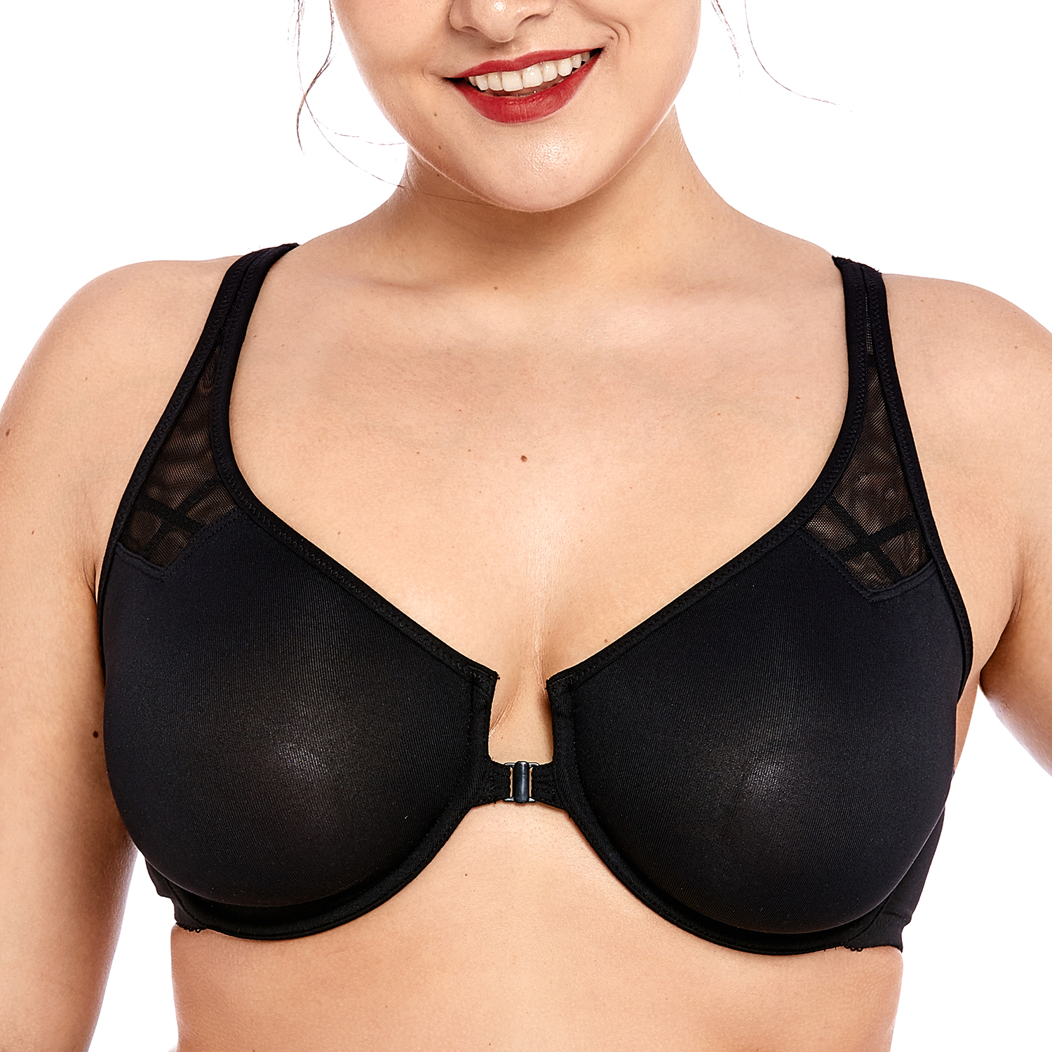Delimira Womens Front Closure Bra Non Padded Seamless Underwire